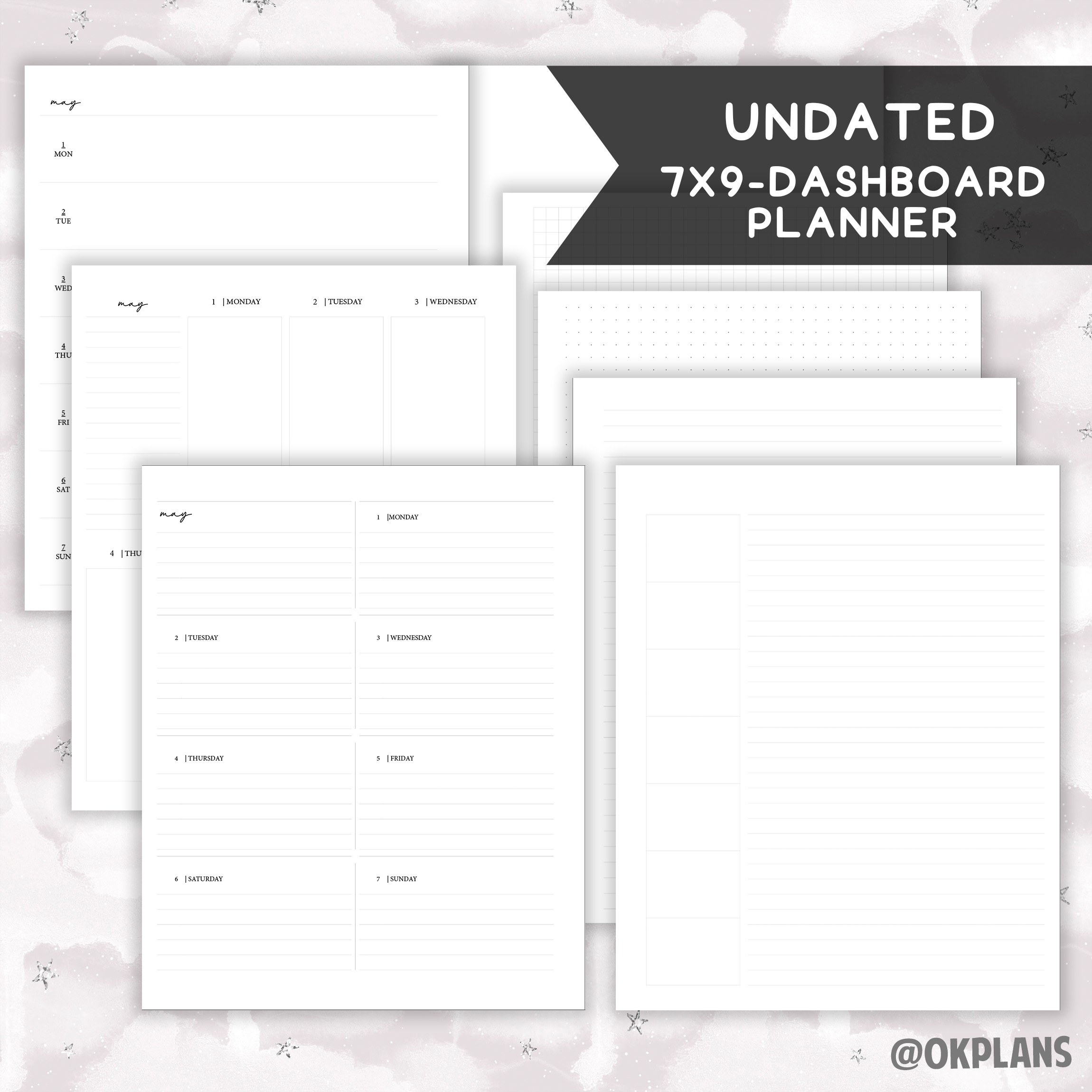 *UNDATED* 7x9 Dashboard Overview Planner - Pick Monthly and Weekly Opt ...